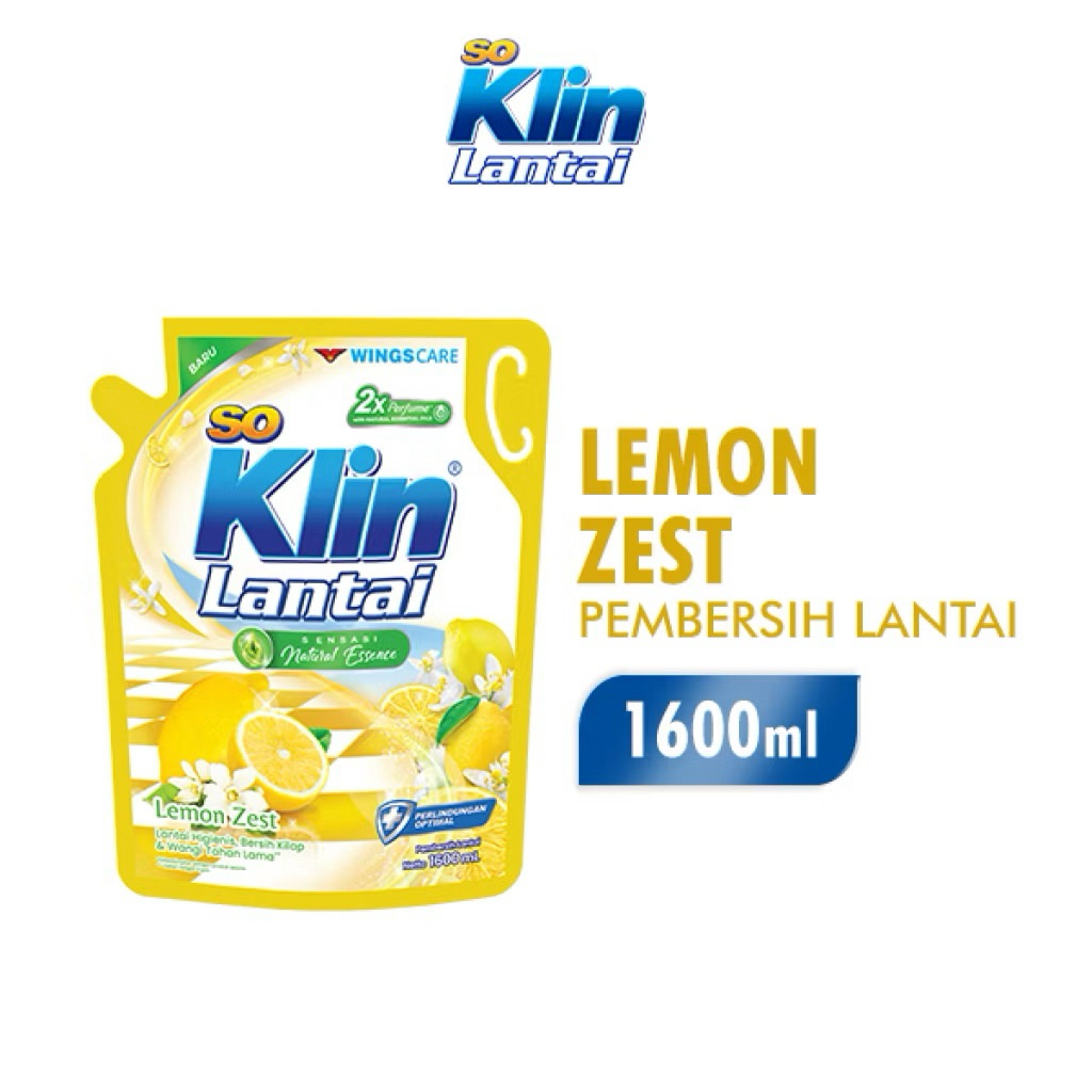 Jual So Klin Pembersih Lantai Kuning Pouch 1600ML | Shopee Indonesia