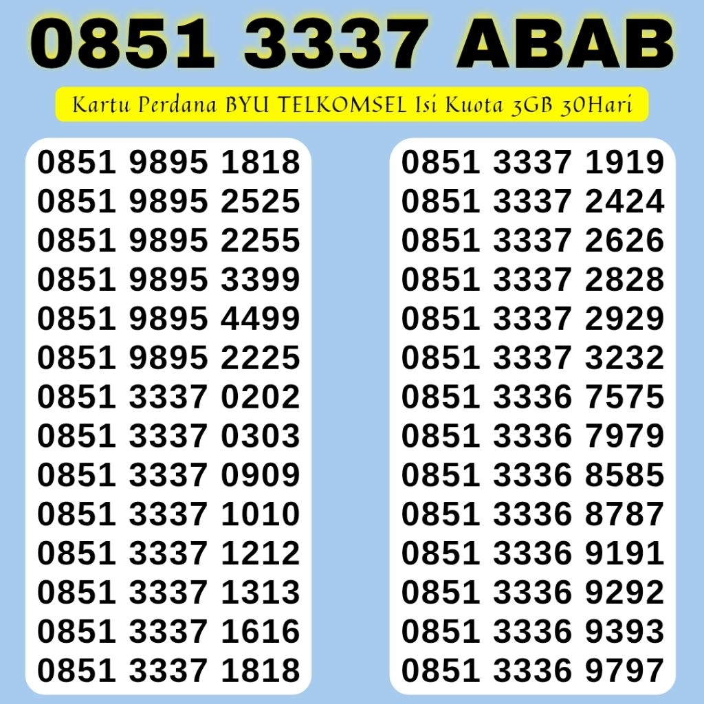 Jual NOMOR CANTIK TELKOMSEL BY.U KARTU PERDANA TELKOMSEL KUOTA INTERNET ...