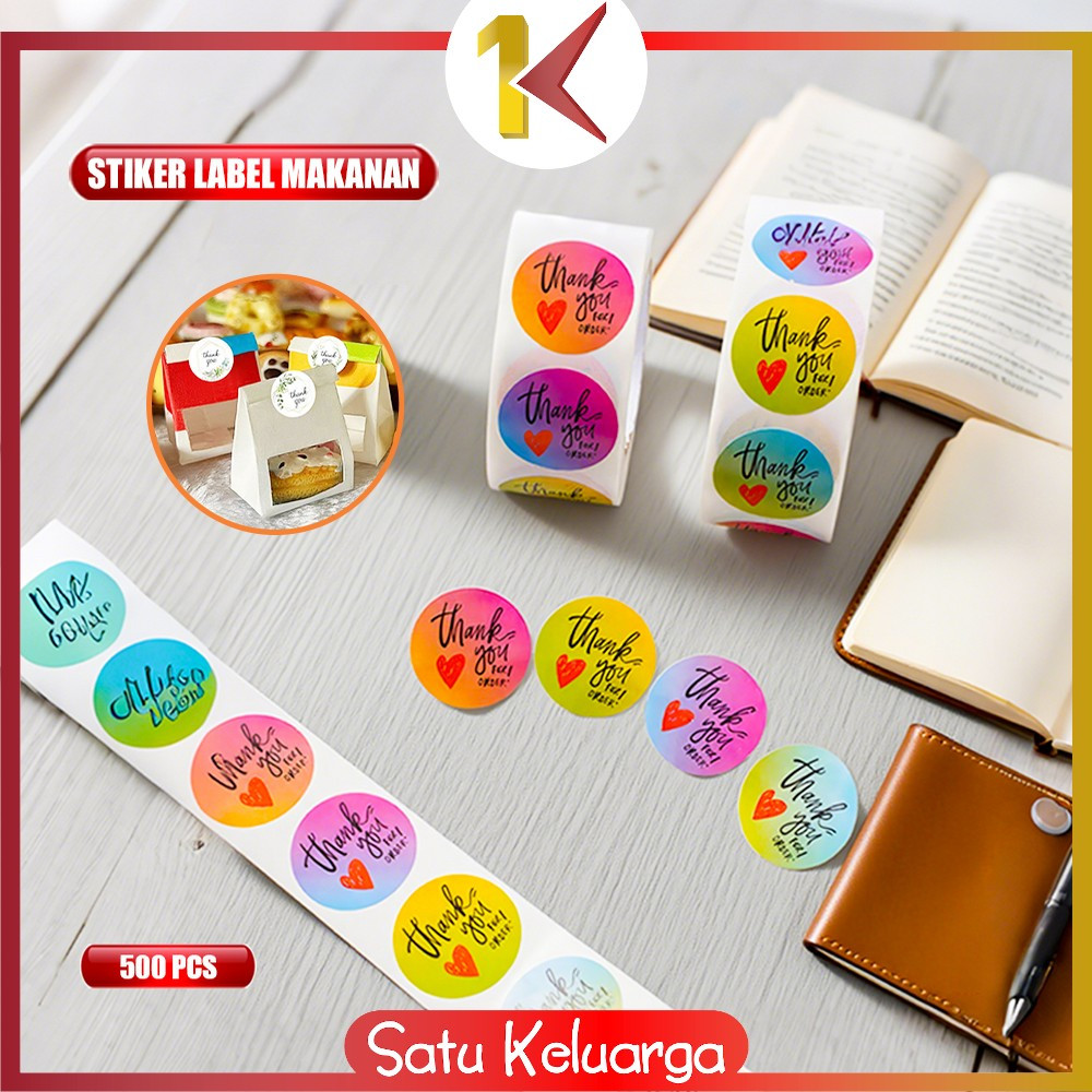 Jual SK-C817 Sticker Thank You 1 Roll 500PCS Stiker Label Makanan ...