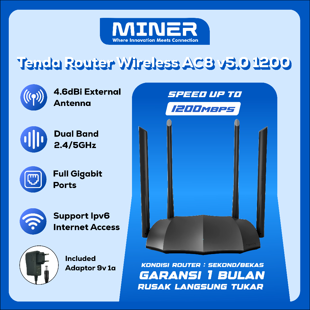 Jual Router WiFi Tenda AC8 Dual Band 1200Mbps 5GHz & 2.4GHz Smart ...