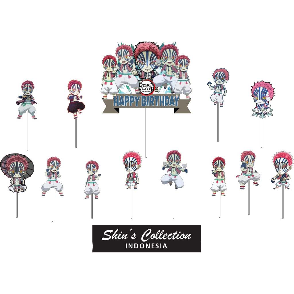 Jual Cake topper Akaza solo Demon slayer isi 13 pcs | Shopee Indonesia