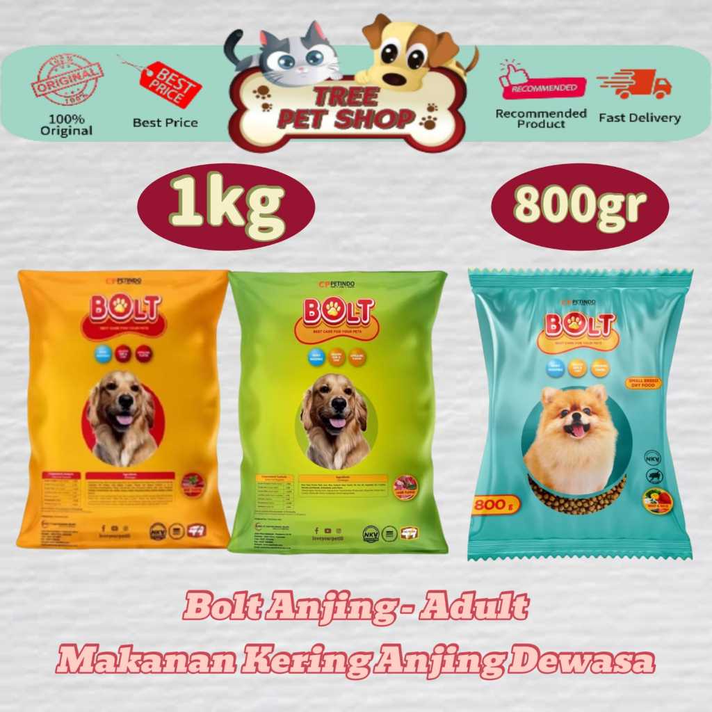 Jual Bolt Dog Adult Dry Food Beef Lamb & Small Breed Beef Rice 1kg Bolt ...