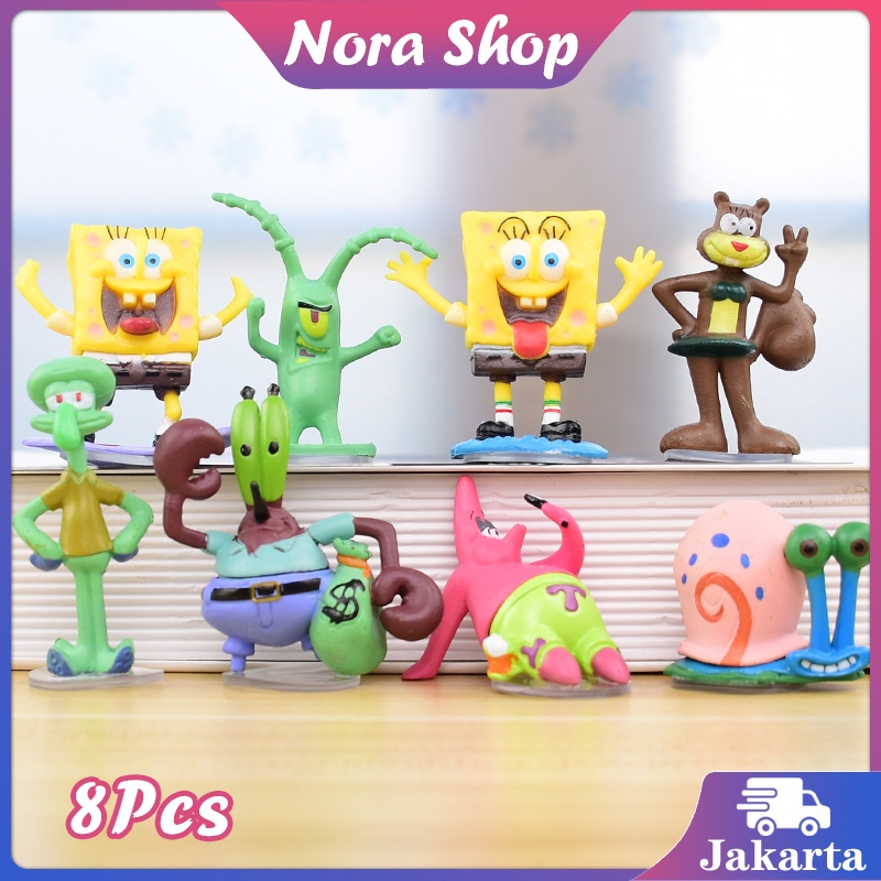 Jual 8 Pcs Mainan Action Figure Spongebob / Topper Cake Mainan Anak ...