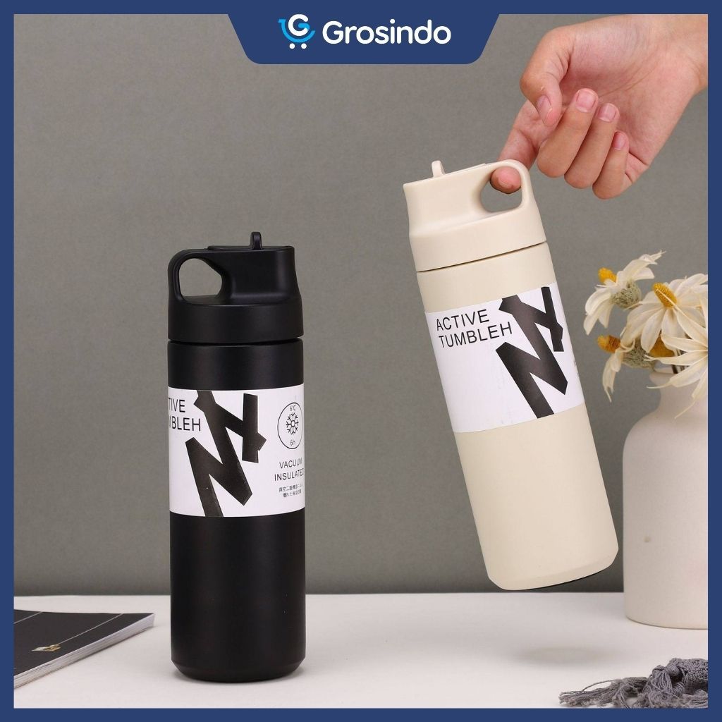 Jual Termos Kopi Stainless Straw Bottle 500ml Botol Minum Tahan Panas ...