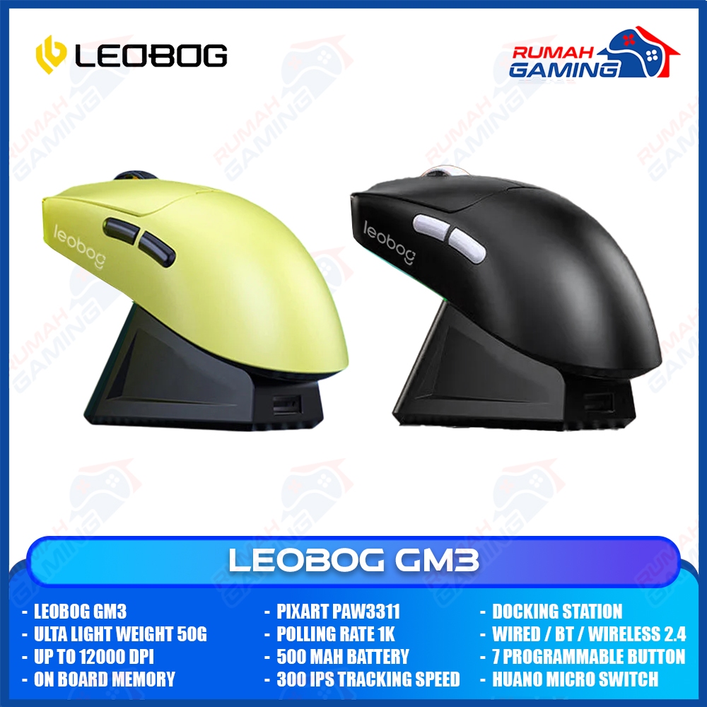 Jual LEOBOG - GM3 - 3 MODE - 12000 DPI - PAW3311 - Light Weight 55 Gram ...