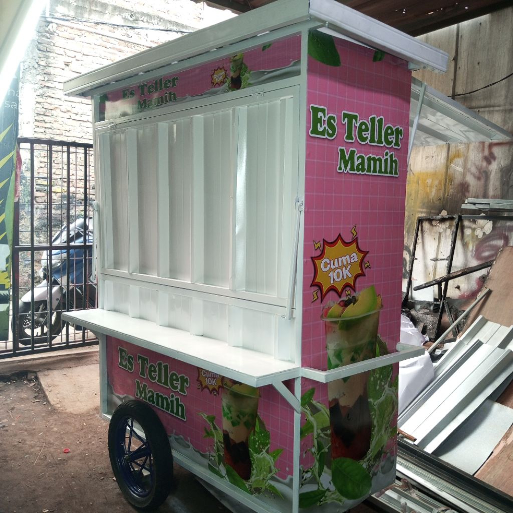 Jual booth gerobak roda/ gerobak es teller | Shopee Indonesia