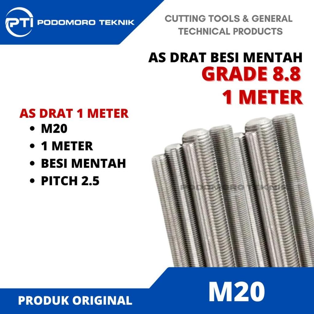Jual As Drat Besi Mentah M20 Pitch 2.5 Stud Bolts Long Drat 1 Meter ...