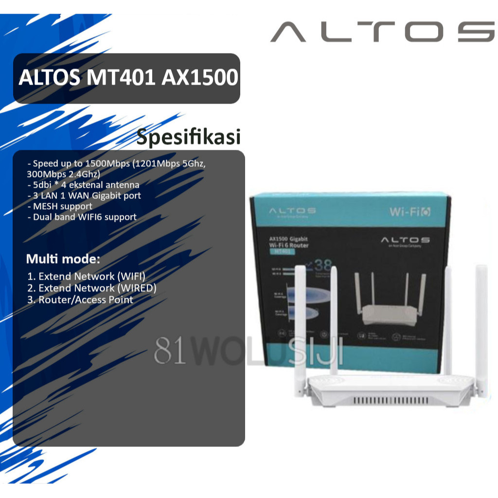 Jual Altos MT401 AX1500 dual band 5Ghz/2.4Ghz WIFI6 Gigabit Router | Shopee Indonesia