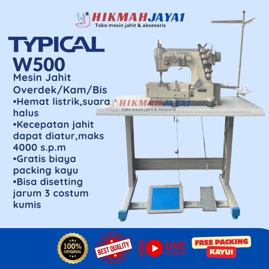 Jual MESIN JAHIT OVERDECK/KAMPUT TYPICAL W500 SECOND. | Shopee Indonesia