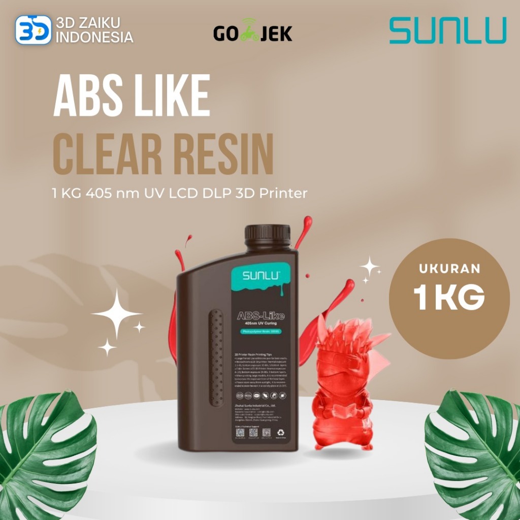 Jual SUNLU ABS Like Clear Resin 1 KG 405 nm UV Light Curing LCD DLP 3D ...