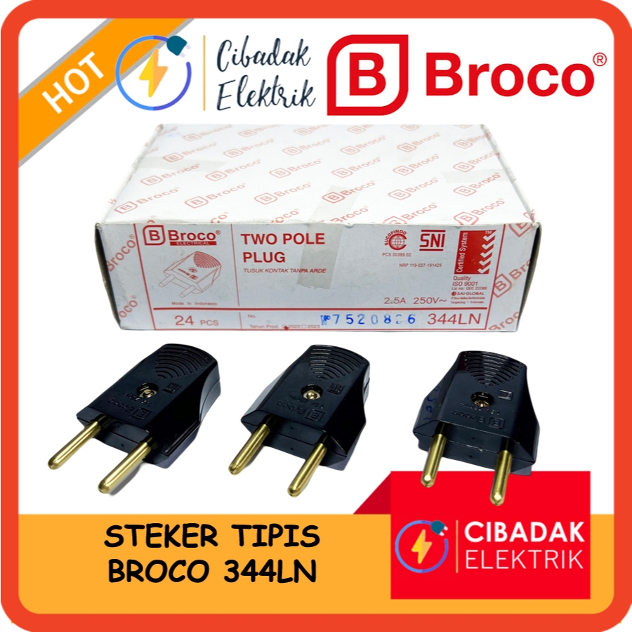 Jual [ORIGINAL] STEKER BROCO HITAM GEPENG 344L 344LN COLOKAN BROCO ...