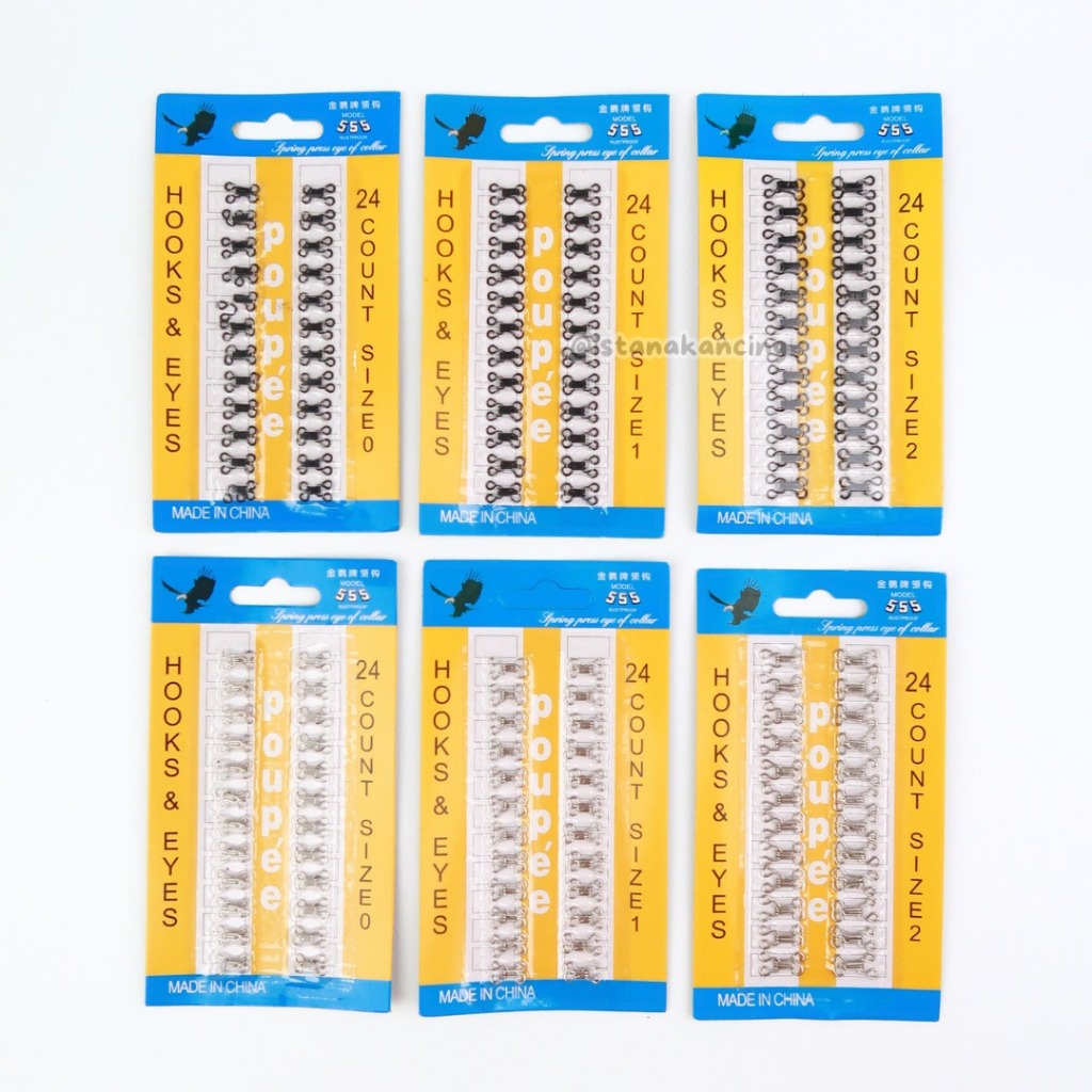 Jual Kancing Kait 555 | Hook Kait Silver Black Hak Kait Bra Isi 24 Pcs ...