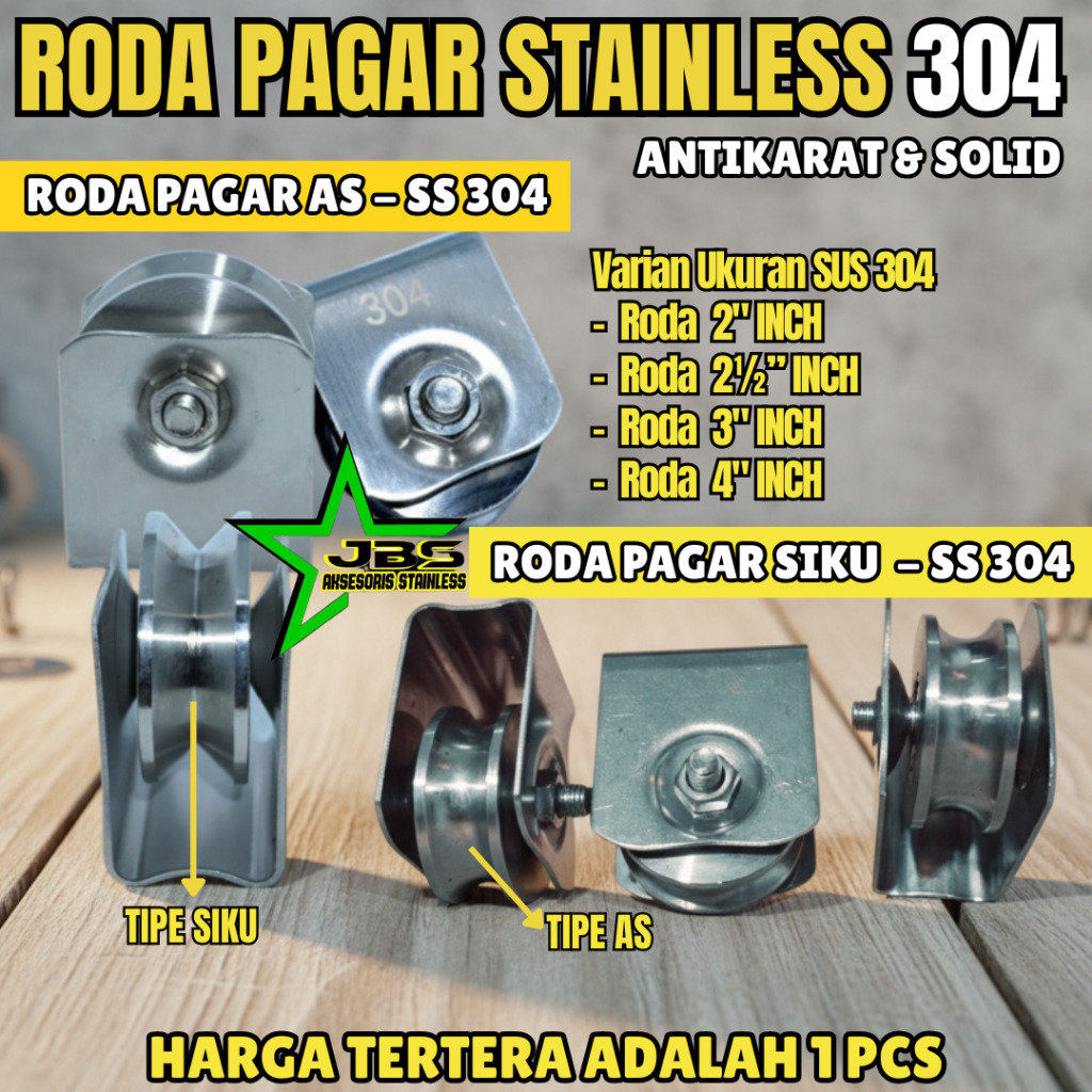 Jual RODA PAGAR BEHEL STAINLESS 304 TIPE AS DAN SIKU RODA STAINLESS SUS ...