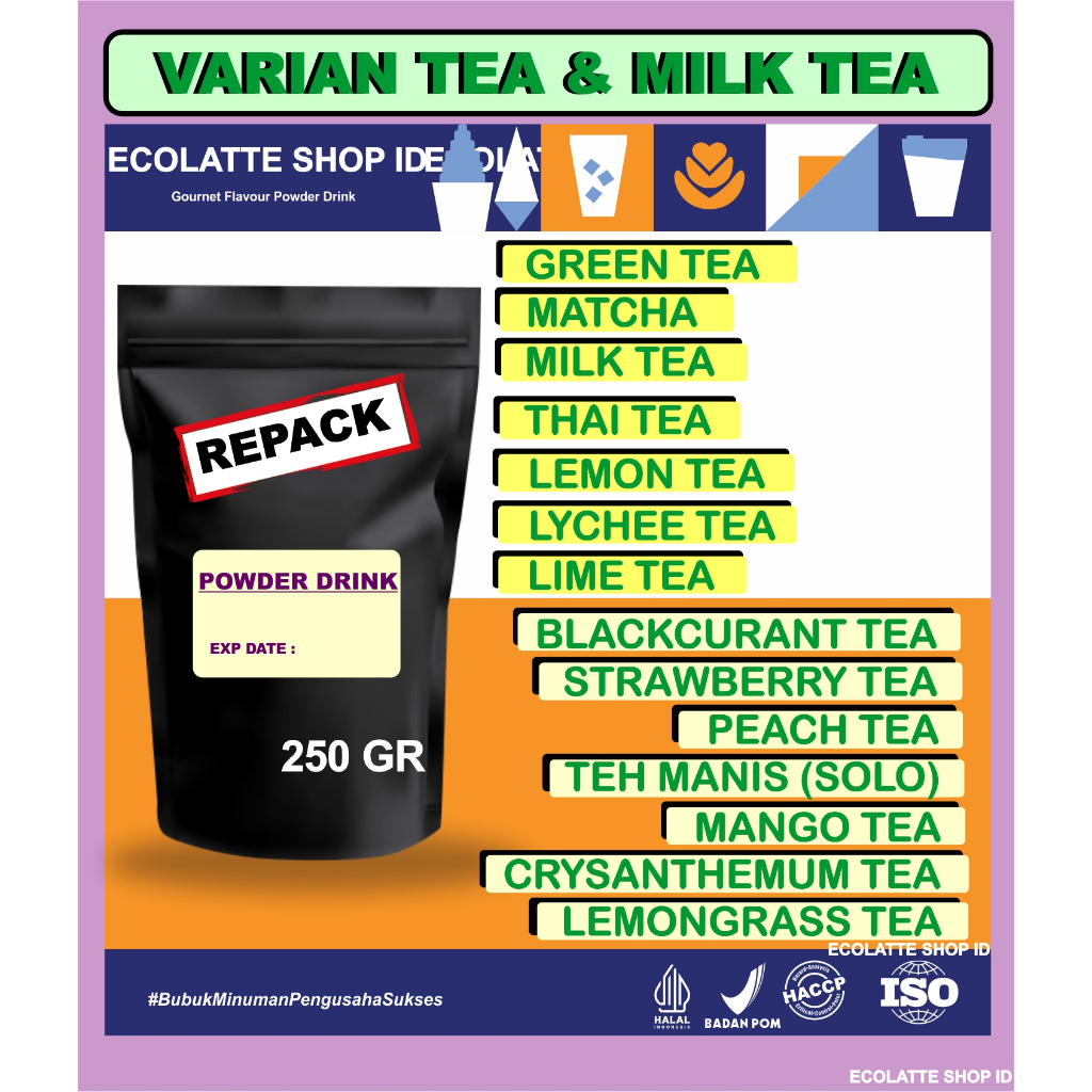 Jual Ecolatte Premium Powder Bubuk Minuman Varian Milk Tea & Fruit Tea ...