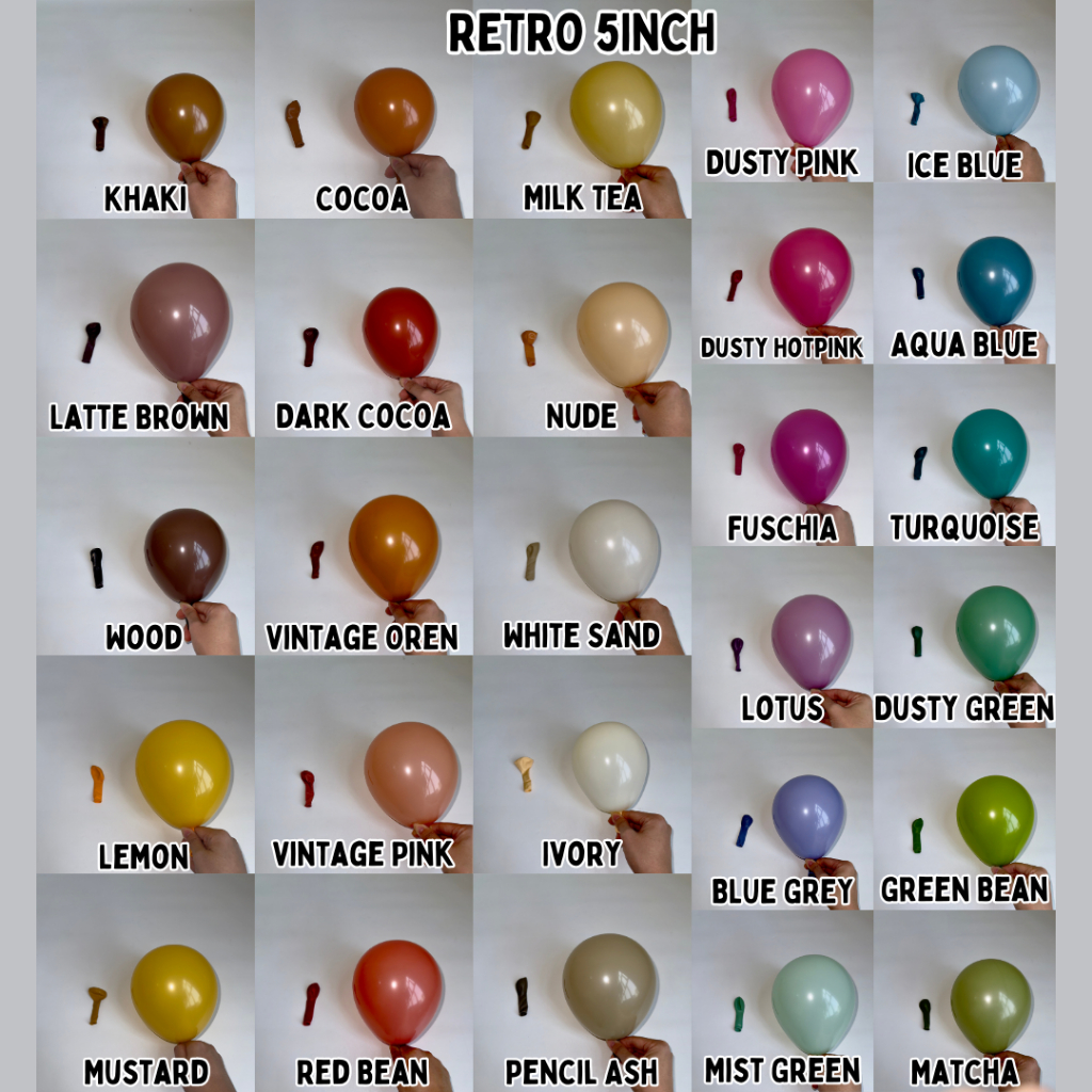 Jual (SATUAN) Balon RETRO Latex - 5 inch | Shopee Indonesia