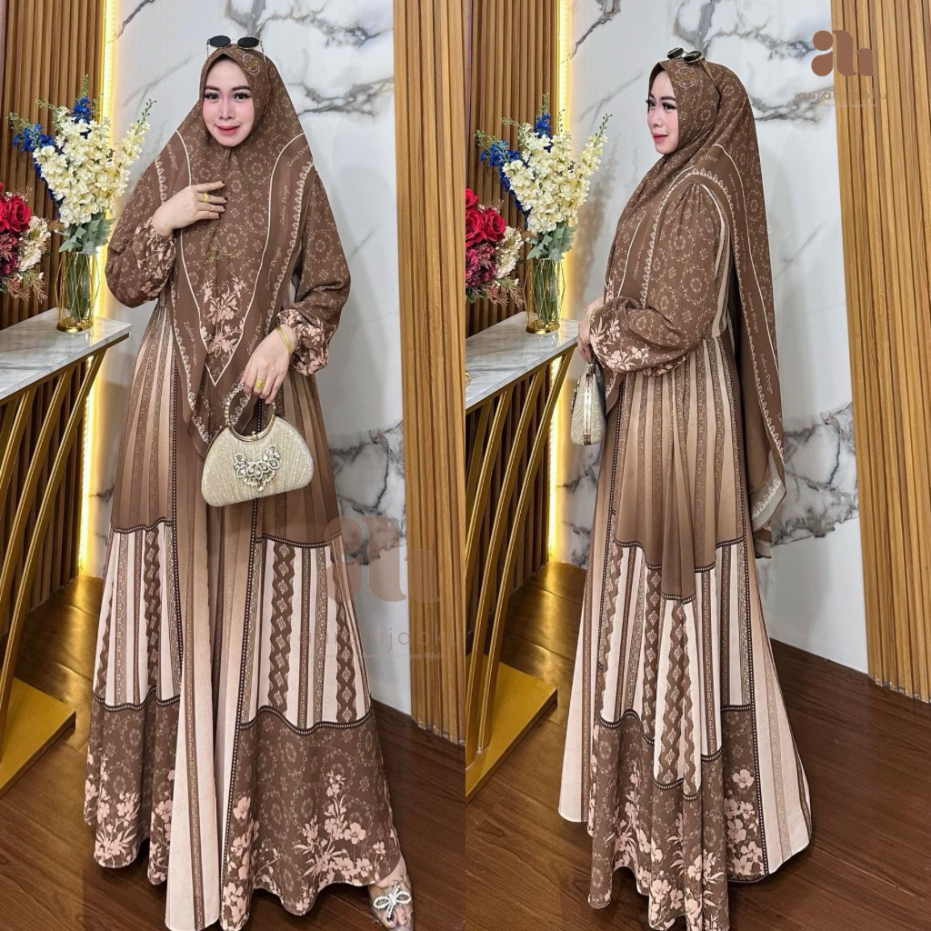 Jual [750]Gamis Fara Premium – Set Gamis Syari Elegan Ceruty Babydoll ...