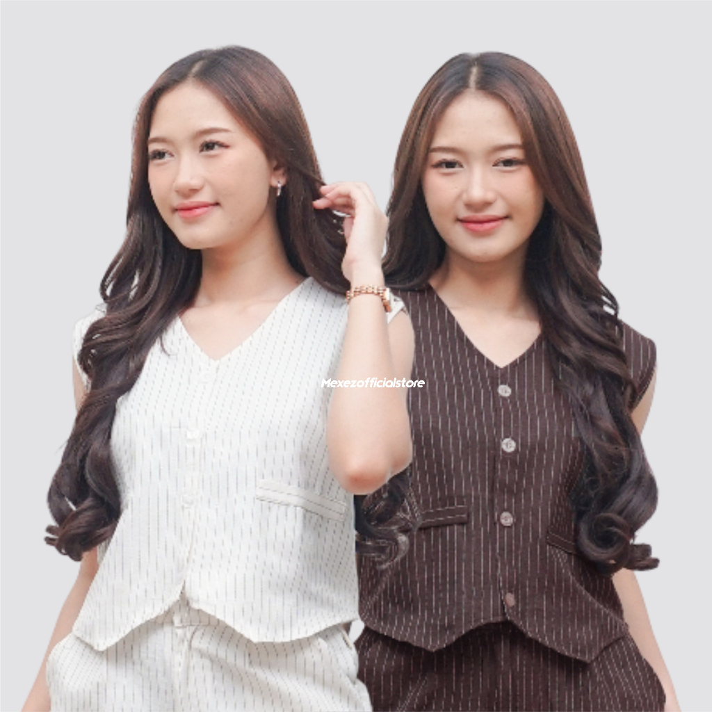 Jual Stripe Vest Rompi Salur Korean Style Kancing Tanpa Lengan Motif ...