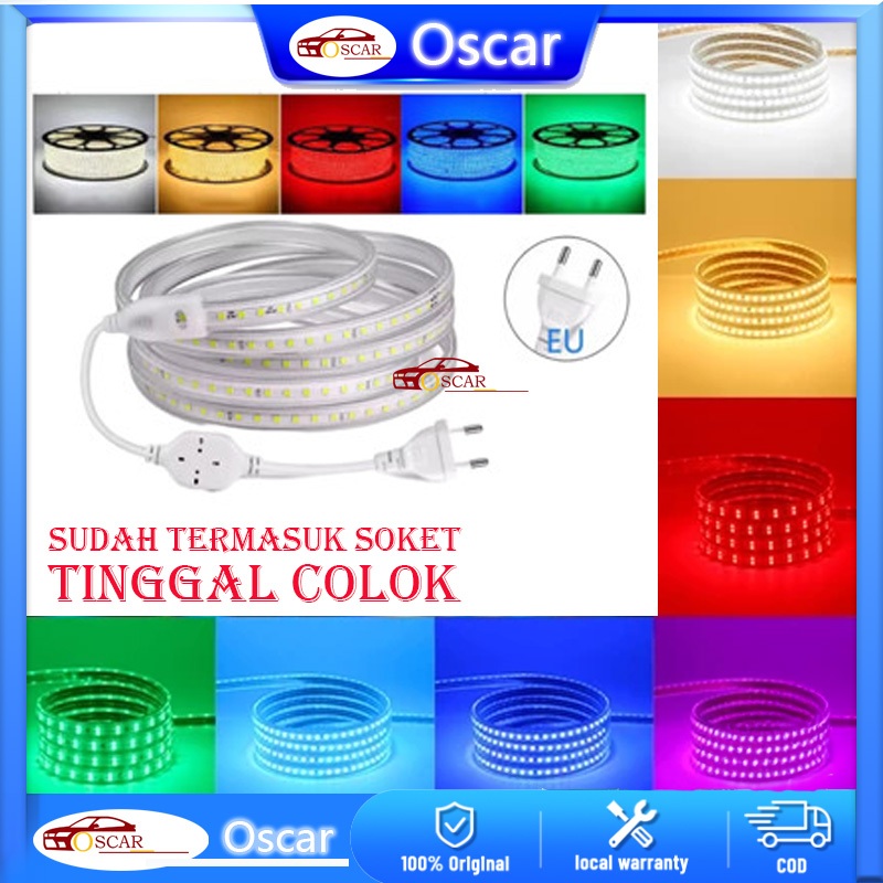 Jual (Sudah Termasuk SOKET) PAKET LAMPU LED STRIP SELANG 220V LENGKAP ...