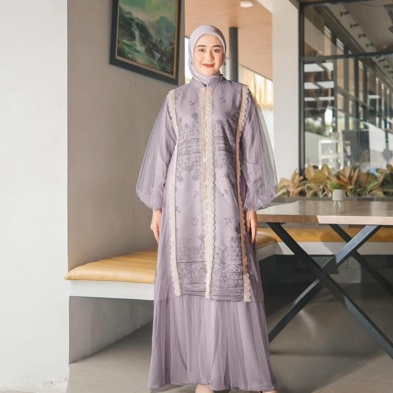 Jual Adena dress wanita kondangan bahan ceruty babydoll full furing mix ...