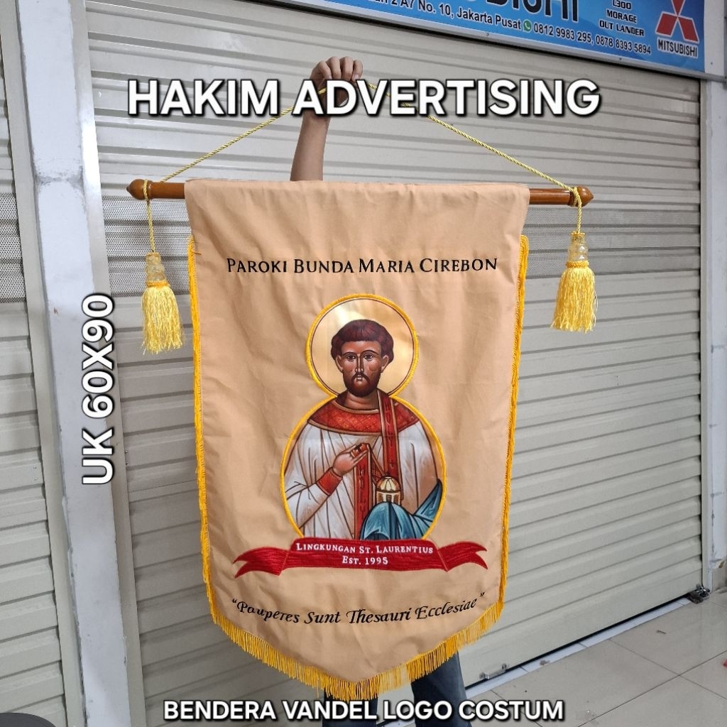 Jual BENDERA VANDEL LOGO COSTUM UK 60X90 +PALANG DAN TALI GANTUNG ...