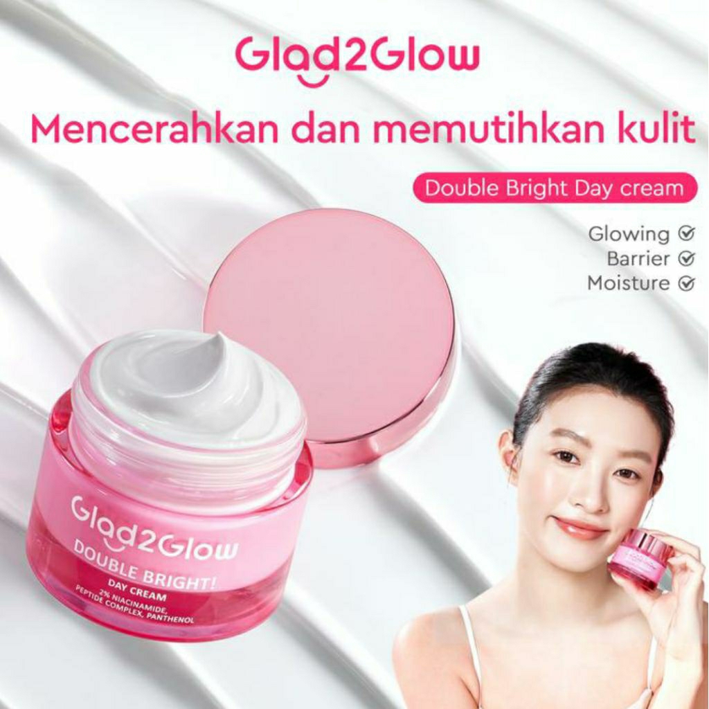 Jual Glad2Glow Double Bright Day Cream Niacinamide Essence Glowing ...