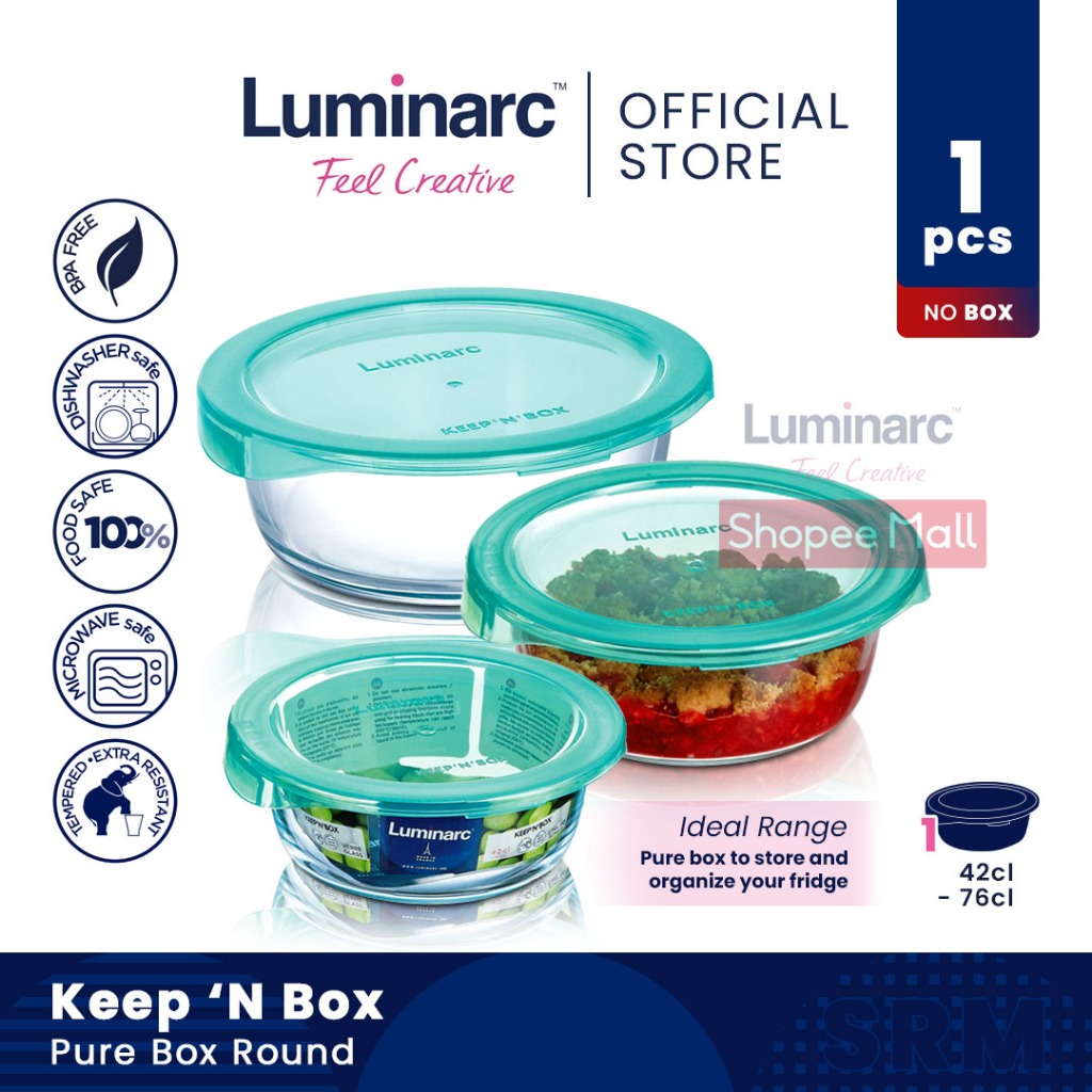 Jual LUMINARC Pure Box/Tempat Makan Kaca Round Keep 'N Box 42cl/67cl ...