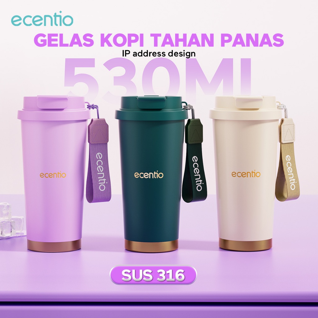 Jual 𝟭𝟬𝟬%𝗢𝗥𝗜 ecentio tumbler minum premium tahan dingin 24 jam botol ...