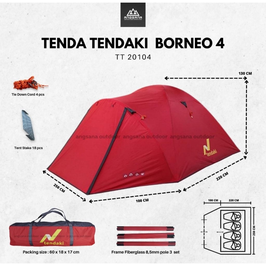 Jual Tenda Camping Borneo Tendaki 4 Person Real Pict Studio angsana ...