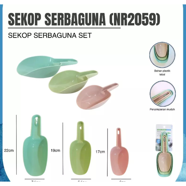 Jual (1 Set) Sendok Es Batu/ Serok Tepung 3 in 1/ Scoop Es Batu Tepung ...