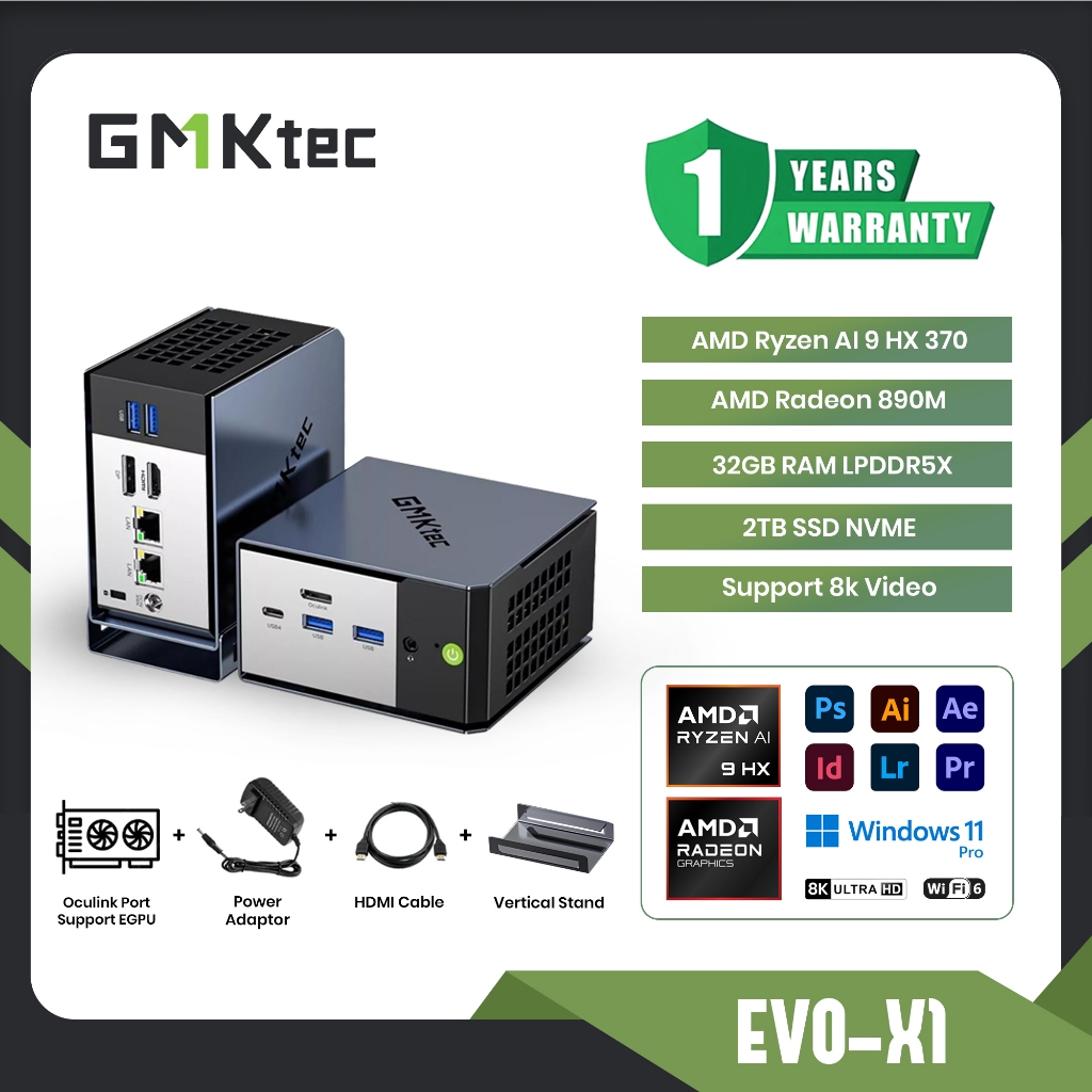 Jual Mini PC Gaming Gmktec EVO-X1 Ryzen AI 9 HX-370 RAM 32GB LPDDR5X ...