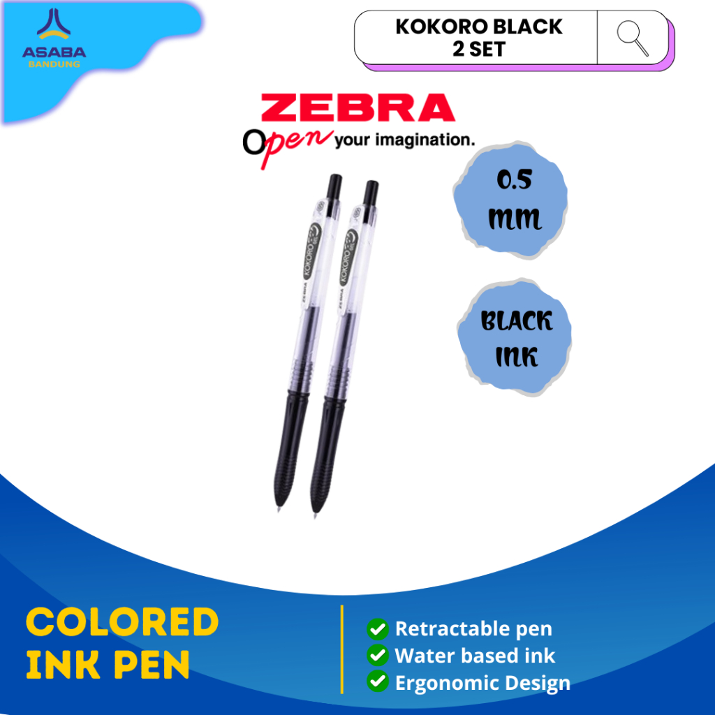 Jual Asaba Bandung - Zebra Kokoro Black Set 2 (isi 2 buah pulpen ...