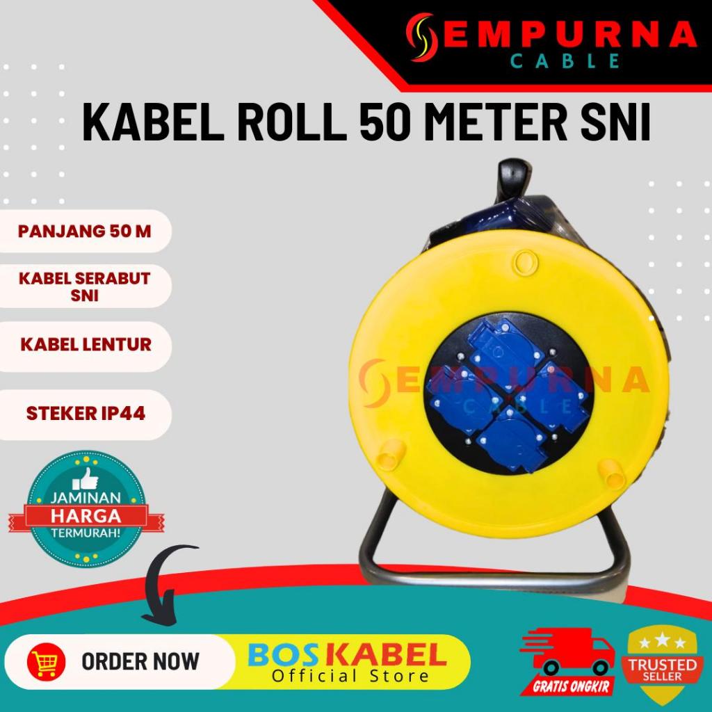 Jual Kabel Roll 50 Meter SNI Hitam 4 Port Kabel Listrik Gulung Outdoor ...