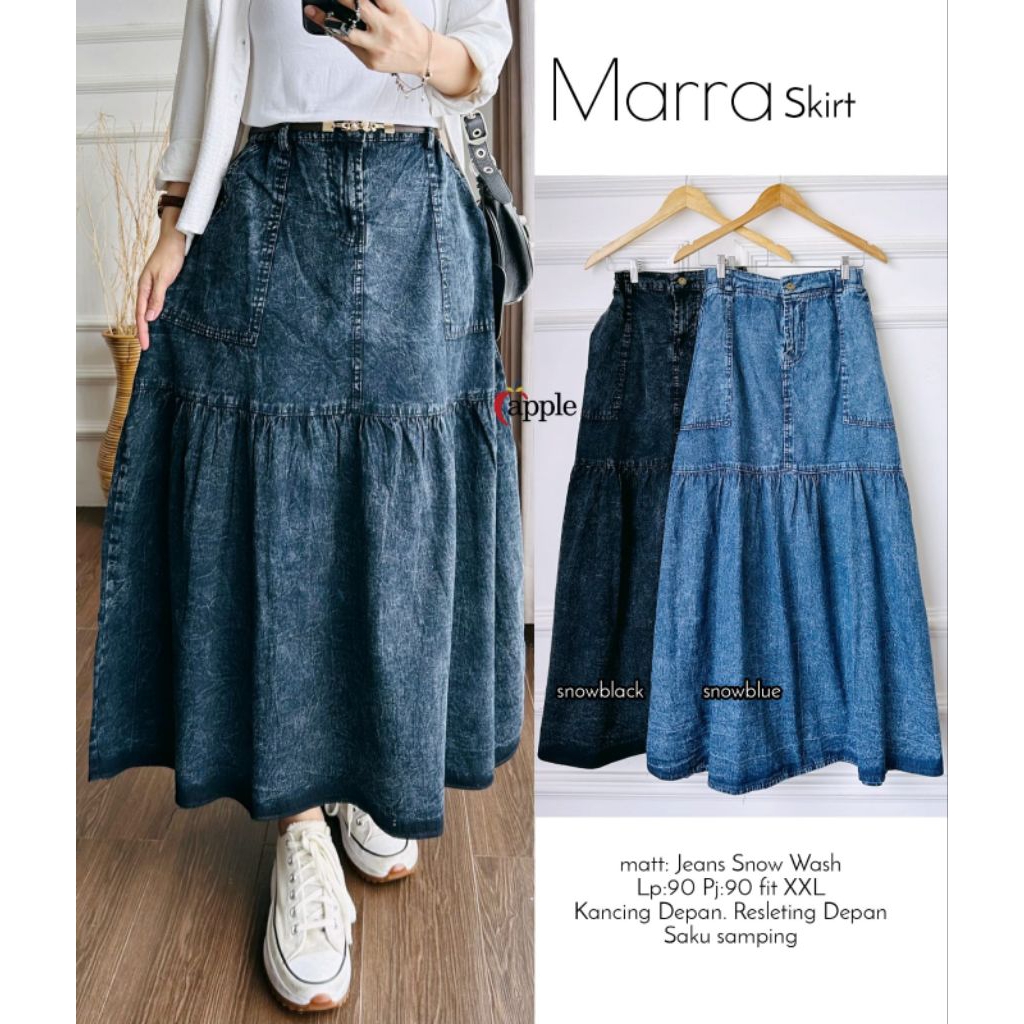 Jual Marra/Walla/Valia Skirt Bawahan Rok Bahan Jeans Wash by Apple ...