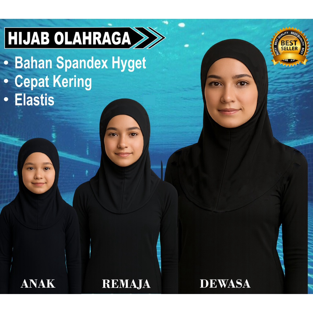 Jual Hijab Olahraga Tanpa Busa Hijab Renang Anak Remaja dan Dewasa ...