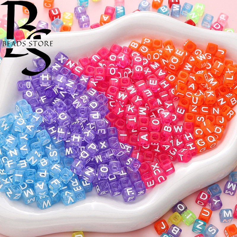 Jual Ready Stock 20-100pcs Manik Manik Huruf Kotak Mute Huruf Manik ...