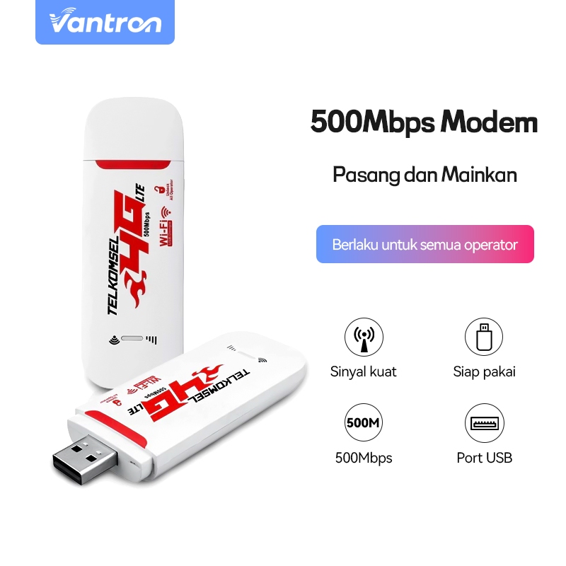 Jual Vantron 500Mbps Modem Wifi 4G Wingle USB Mifi All Operator 500Mbps ...