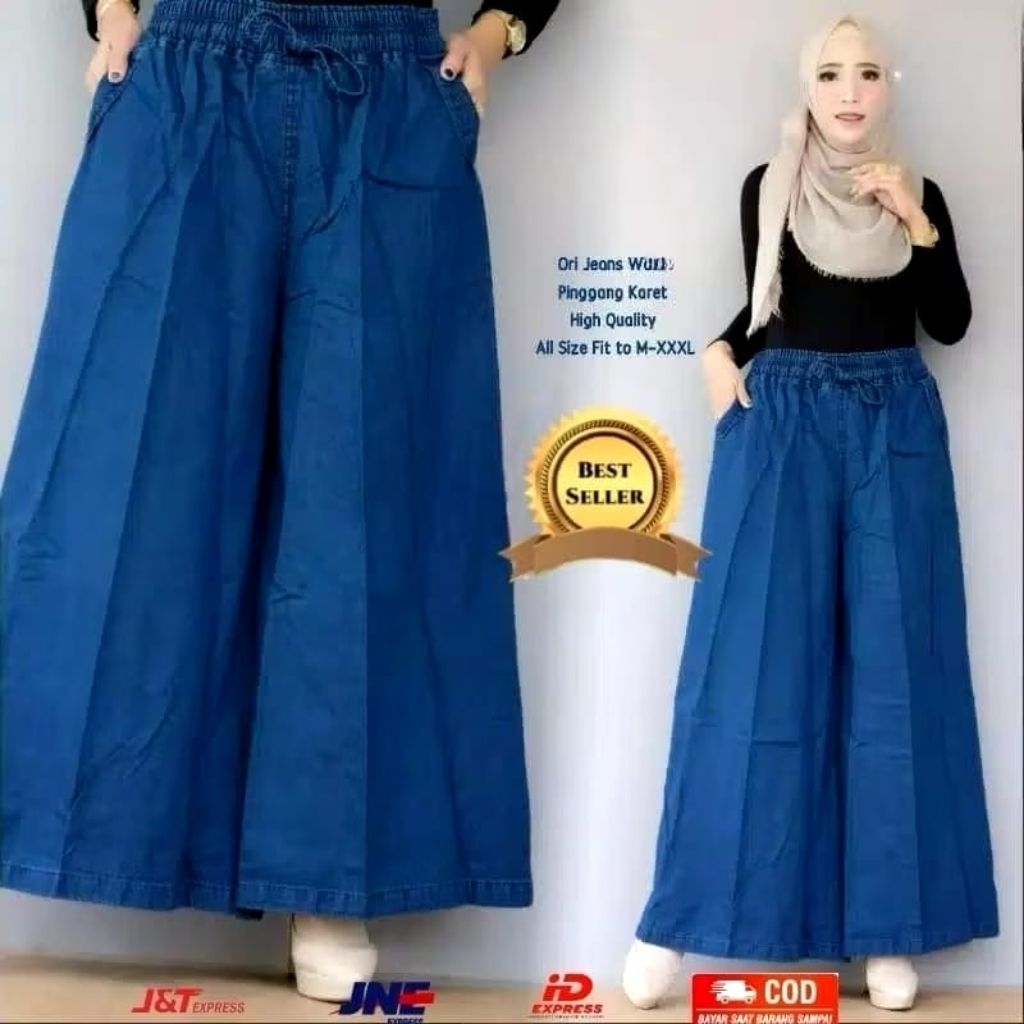 Jual Kulot Jeans Standart dan Jumbo // Celana Kulot jeans longgar Rency ...