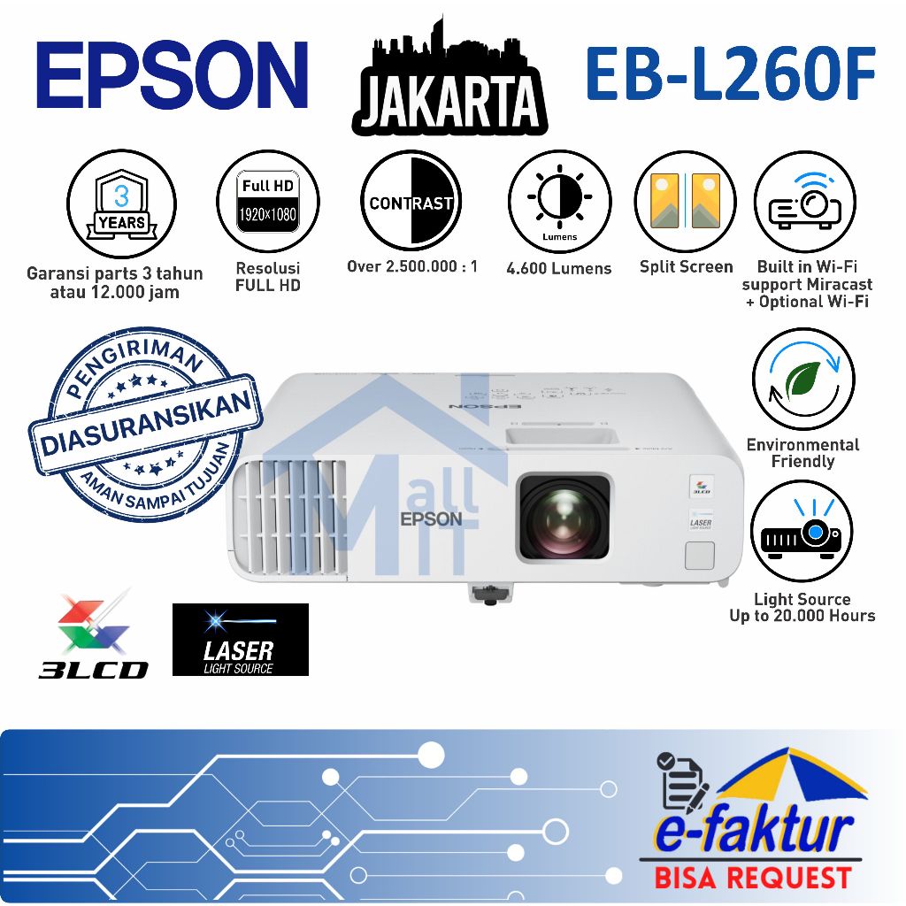 Jual MALLIT EPSON Proyektor EPSON EB-L260F L260F EBL260F LASER FULL HD ...