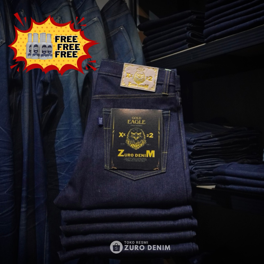 Jual ZURO DENIM - GOLD EAGLE 16oz Celana Denim Selvedge Accent - Black ...