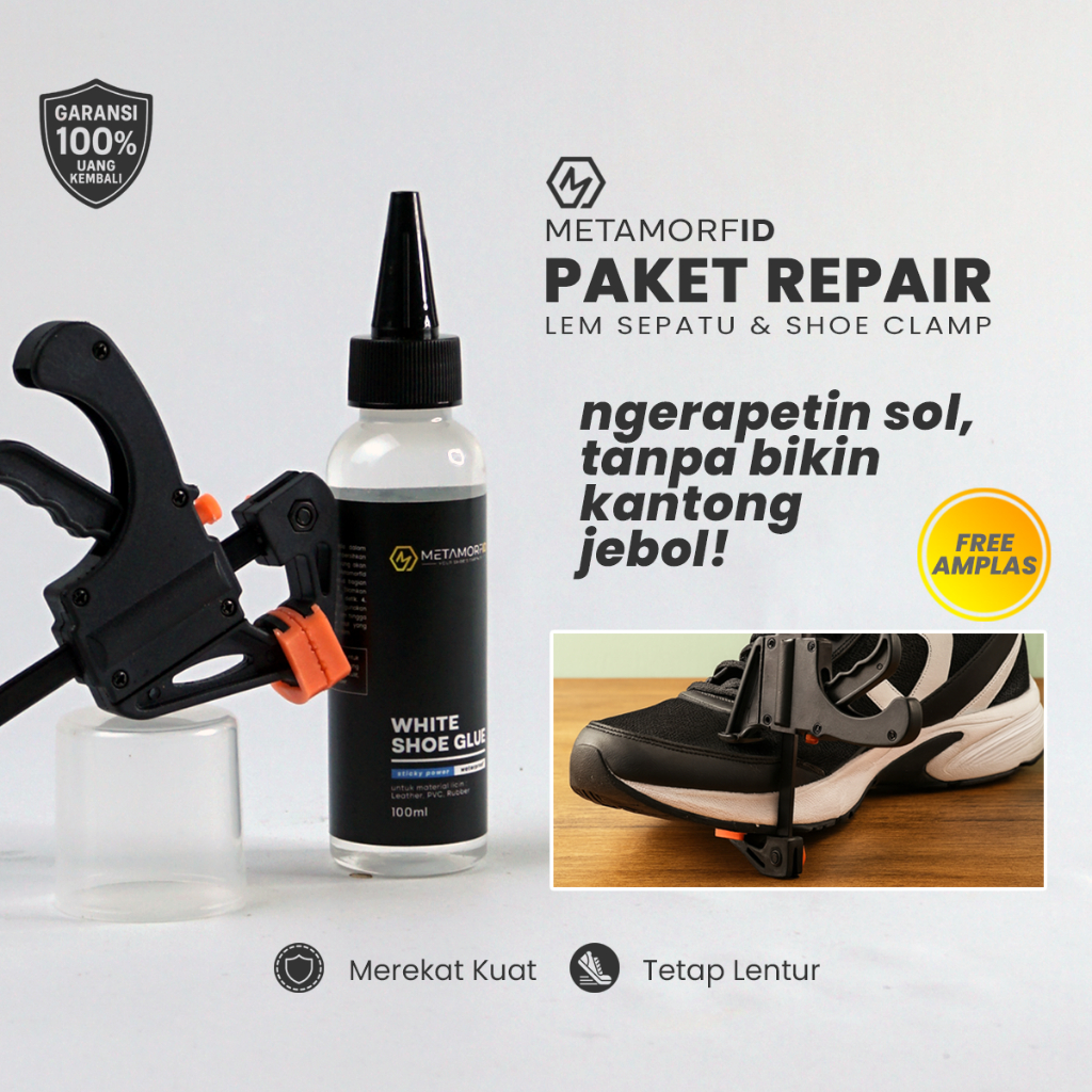 Jual Metamorfid Lem Sepatu Dan Shoe Clamp/Penjepit Sepatu Paket Repair ...