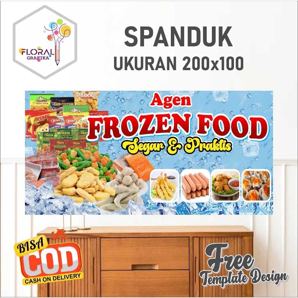 Jual Spanduk Banner Size 200x100 cm Frozen Food Free Custom Design ...