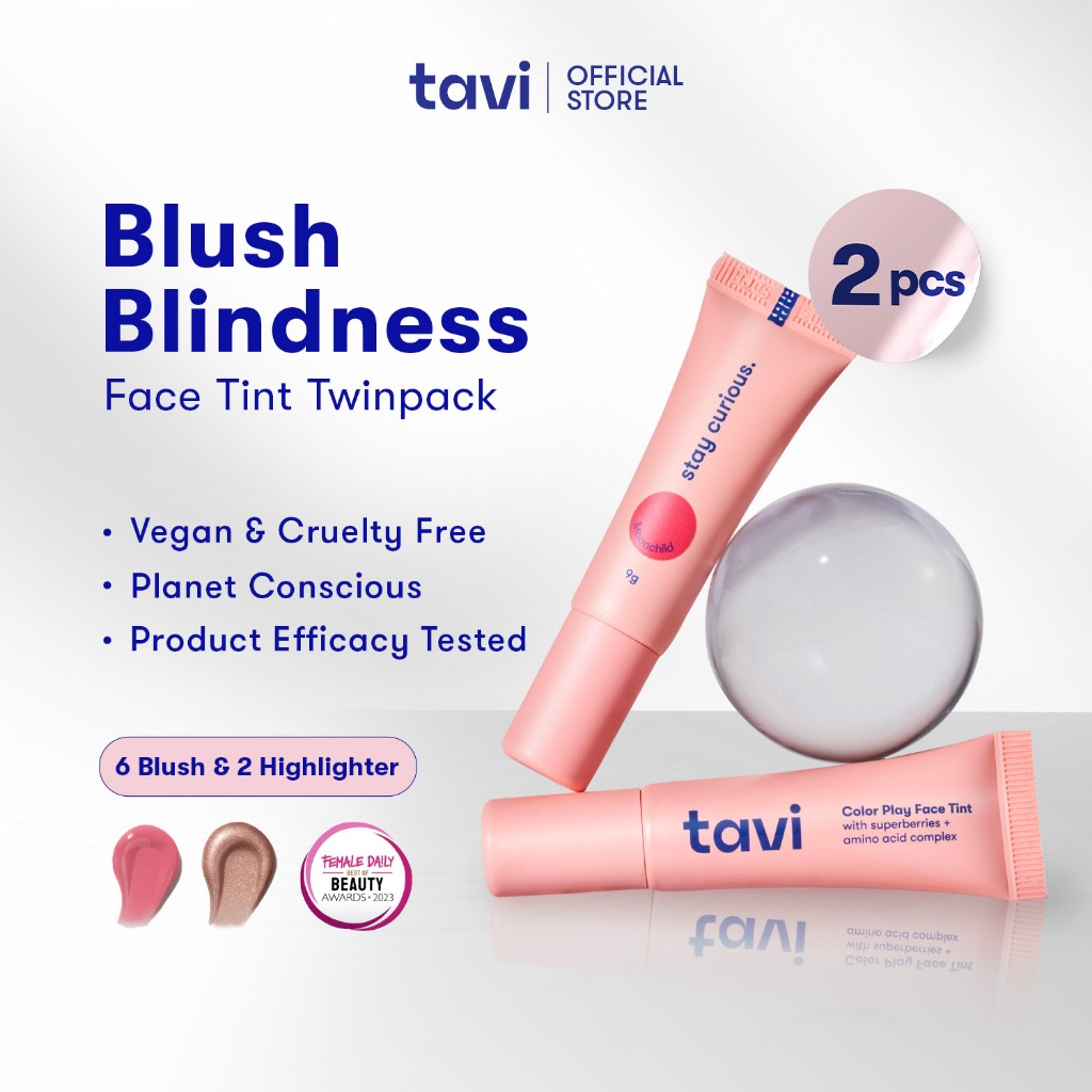 Jual [TWINPACK NEW] TAVI-3-in-1 Color Play Face Tint 9g - (Tavi Cream Blush, Blush On Cair ...