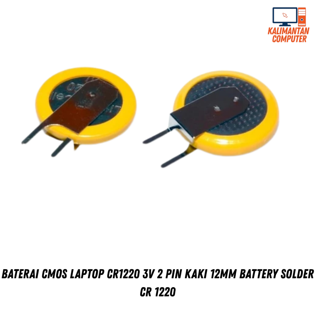 Jual Baterai CMOS Laptop CR1220 3V 2 Pin Kaki 12mm Battery Solder CR ...
