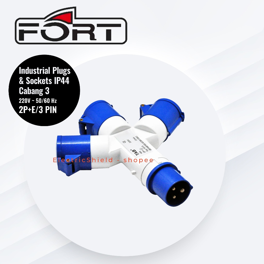 Jual Industrial Plugs & Sockets 3 Cabang FORT/TAB 16A&32A 2P+E/3PIN ...