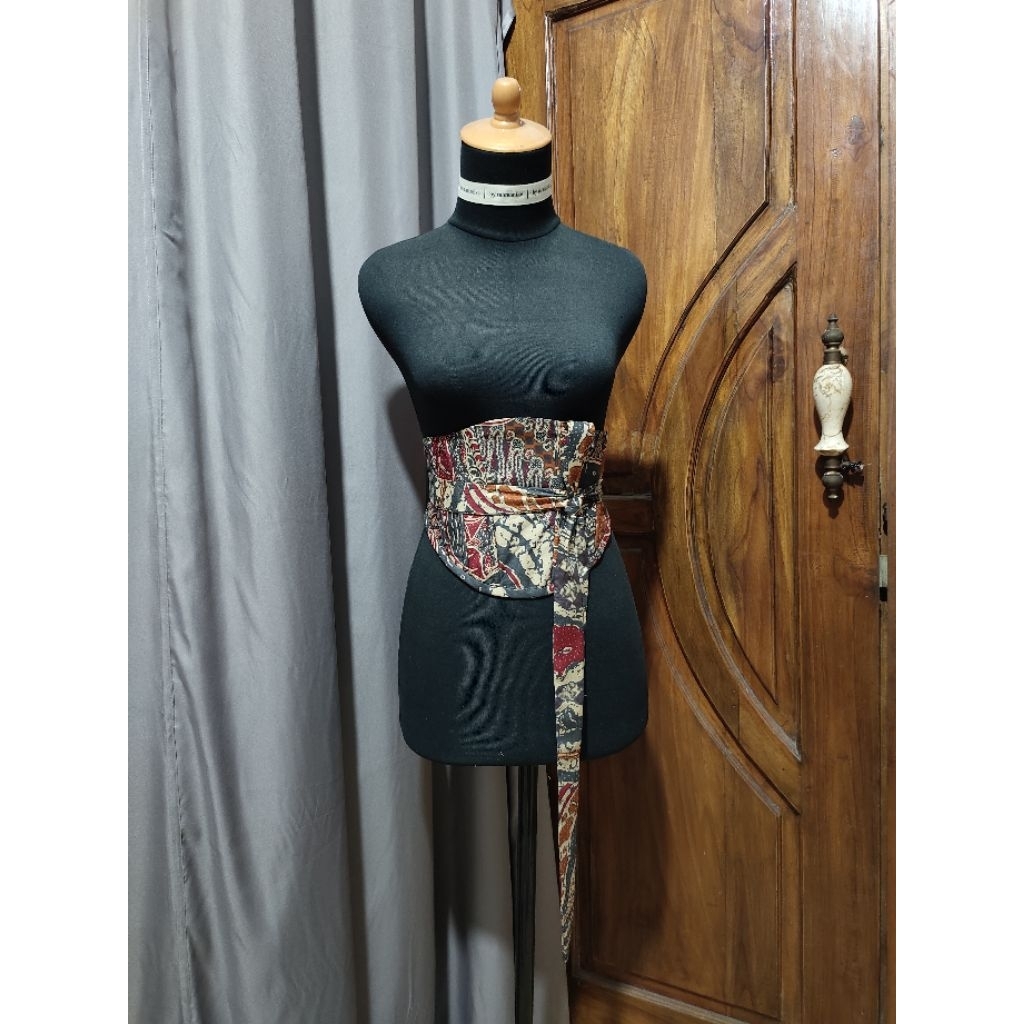 Jual Obi Belt Mini Corset Batik dengan 6 tulang warna merah abu ...