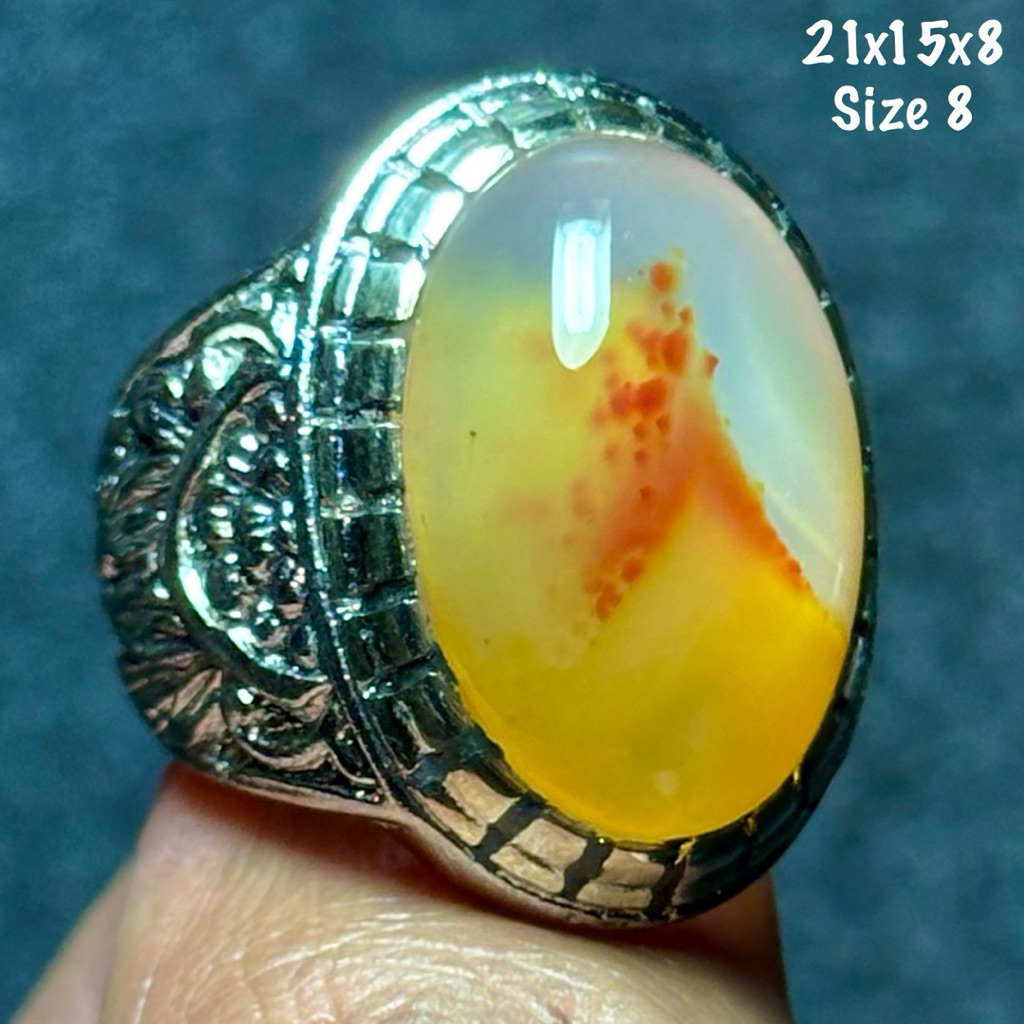 Jual Cincin Batu Akik Natural Baturaja Junder Merah Biji Selasih 3D ...