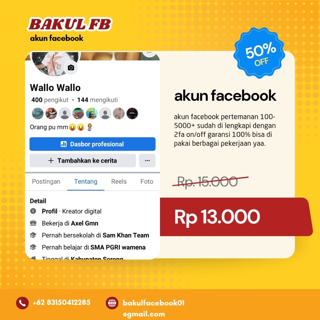 Jual akun Facebook+pertemanan 100-1000+ | Shopee Indonesia