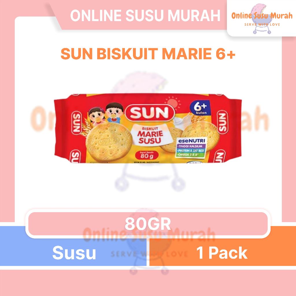 Jual SUN BISKUIT MARIE SUSU 80GR 6 + USIA 6 BULAN KE ATAS BISCUIT SNACK ...