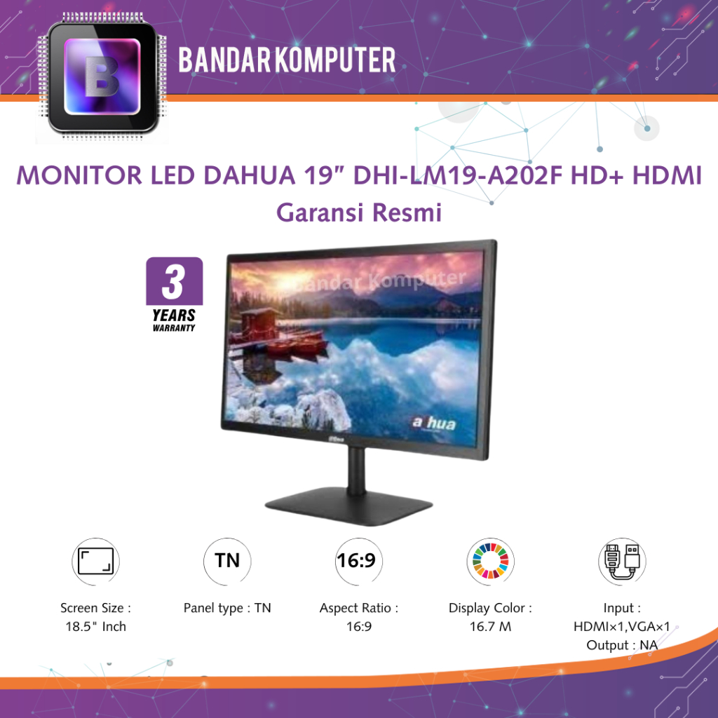 Jual Dahua DHI-LM19-A202F Monitor LED 19 Inch HD Panel TN Speaker PC CCTV | Shopee Indonesia