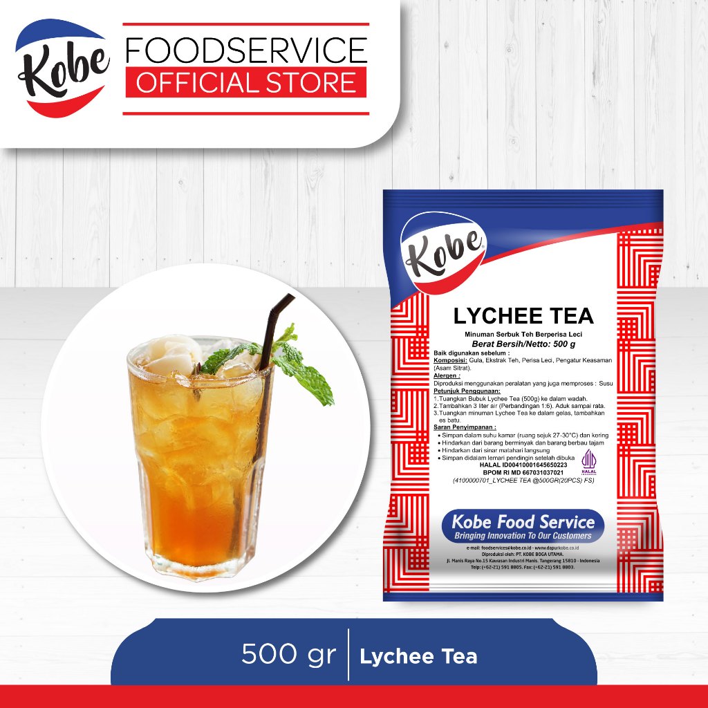 Jual Kobe Lychee Tea 500gr - Minuman Serbuk Powder Lychee Tea 1/2kg ...